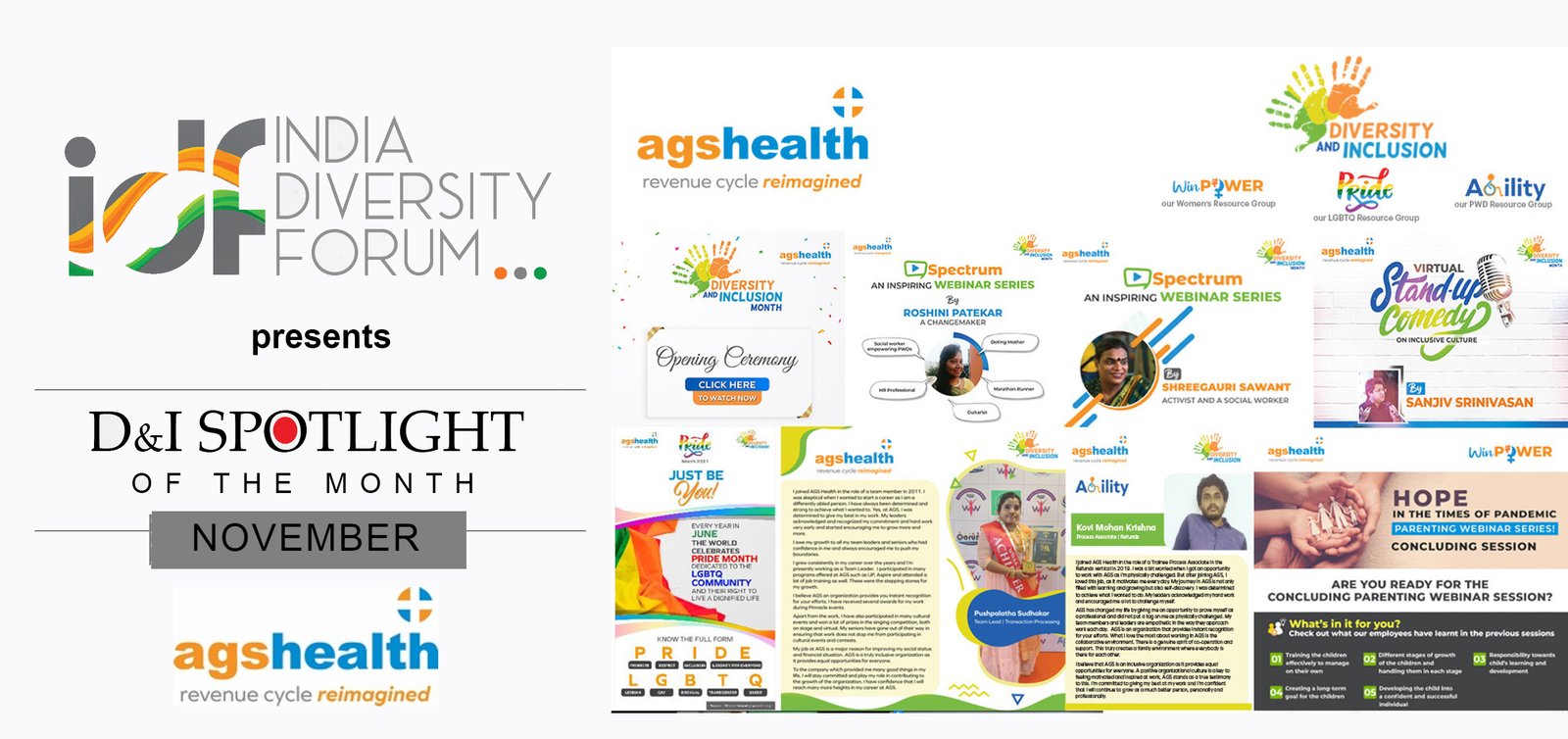 D I Spotlight Of The Month AGS Health India Diversity Forum D I Spotlight Of The Month AGS Health India Diversity Forum